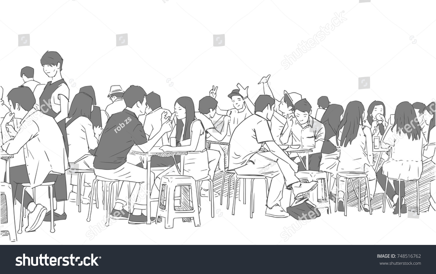 Illustration People Drinking Eating Asian Street Stock Vector (Royalty ... Illustration People Drinking Eating Asian Street Stock Vector (Royalty ...