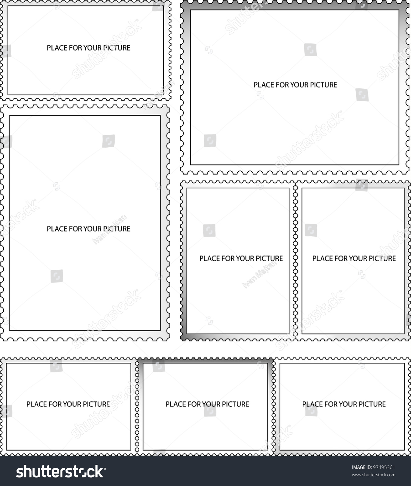 Illustration Post Stamp Frames Stock Vector (Royalty Free) 97495361