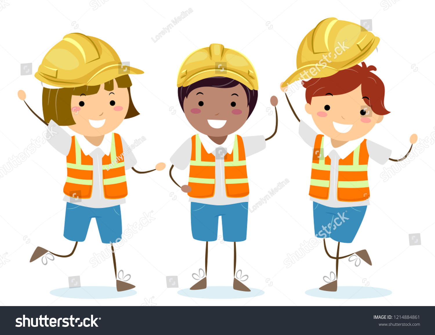 Illustration Stickman Kids Wearing Yellow Construction Stock Vector ... Illustration Stickman Kids Wearing Yellow Construction Stock Vector ...