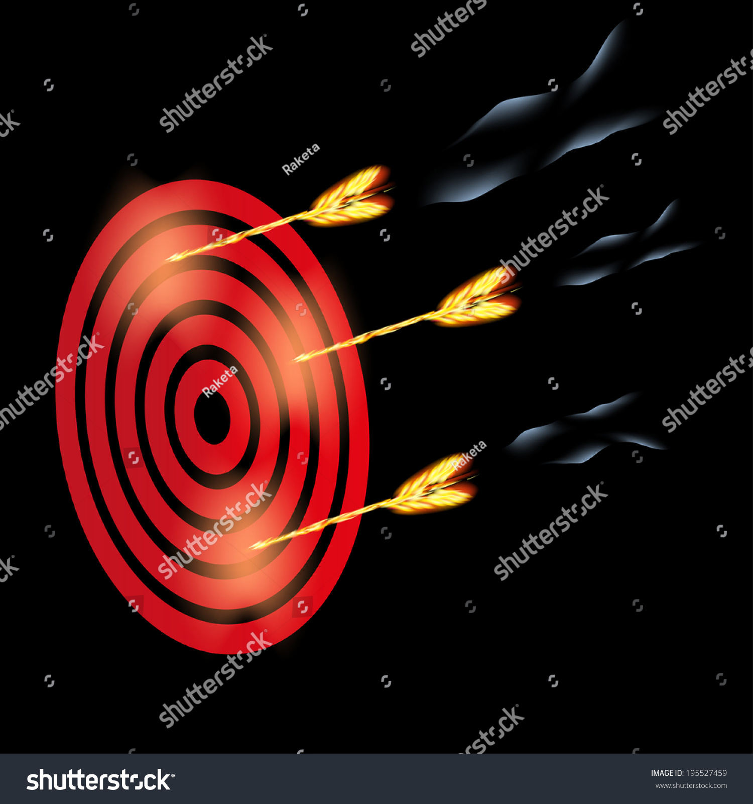Illustration Target Fire Arrows Stock Vector (Royalty Free) 195527459