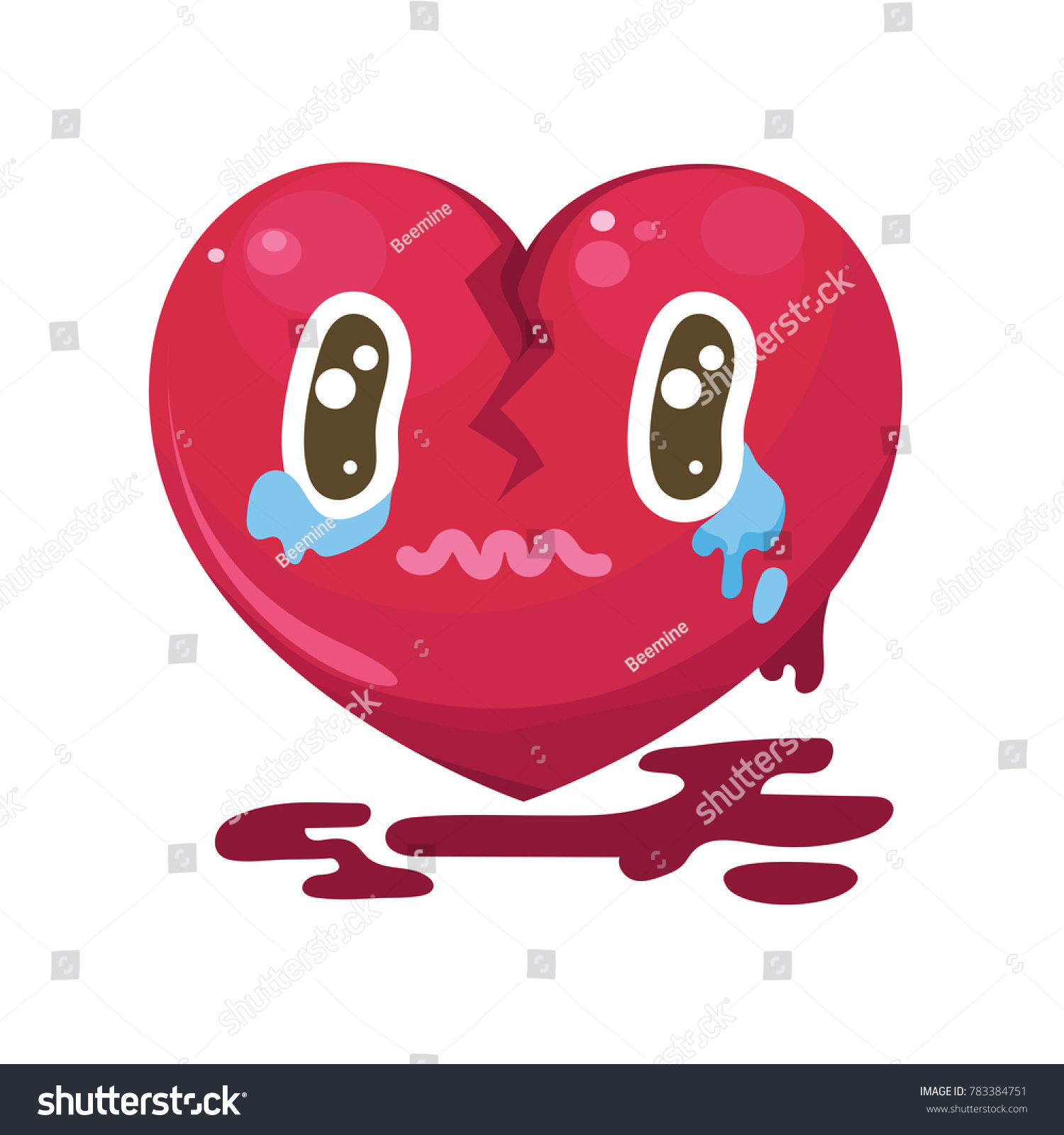 Illustration Vector Crying Sad Broken Heart Stock Vector (Royalty Free ...