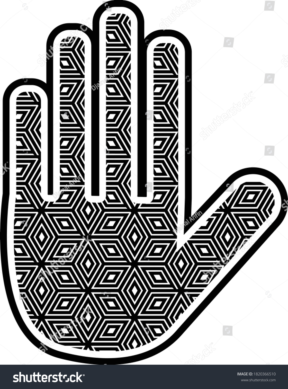 Illustration Vector Handprint Hexagonal Pattern Stock Vector (Royalty ...