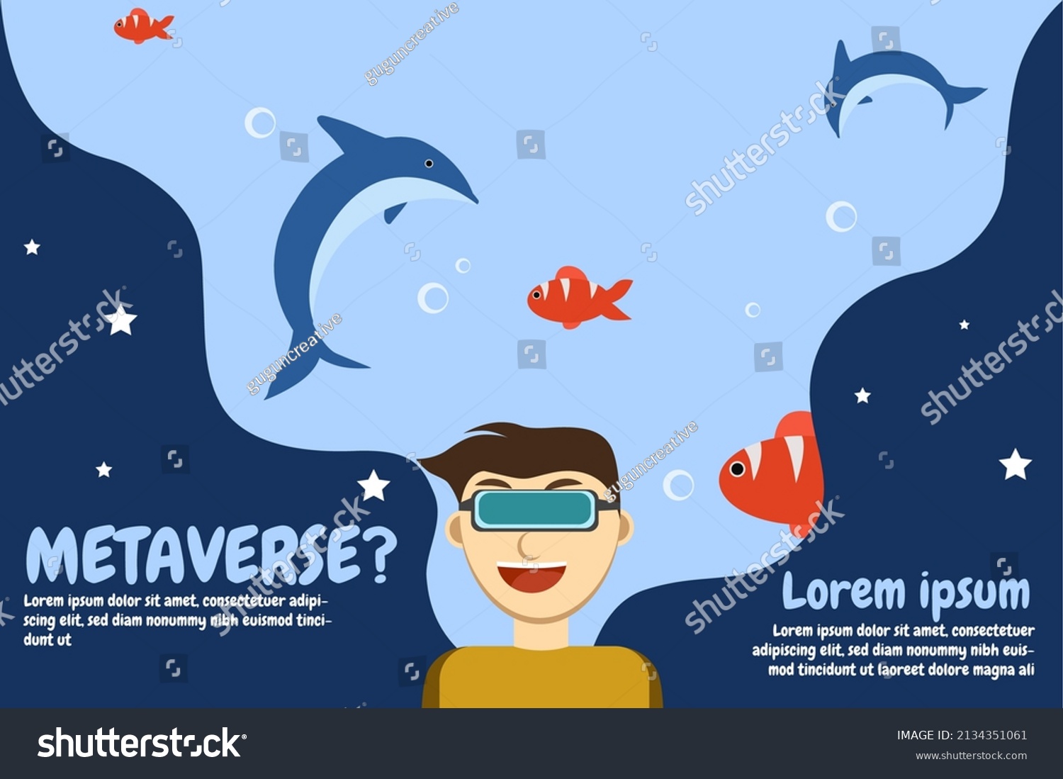 Illustration Vector Theme Metaverse Sea Animals Stock Vector (Royalty ...
