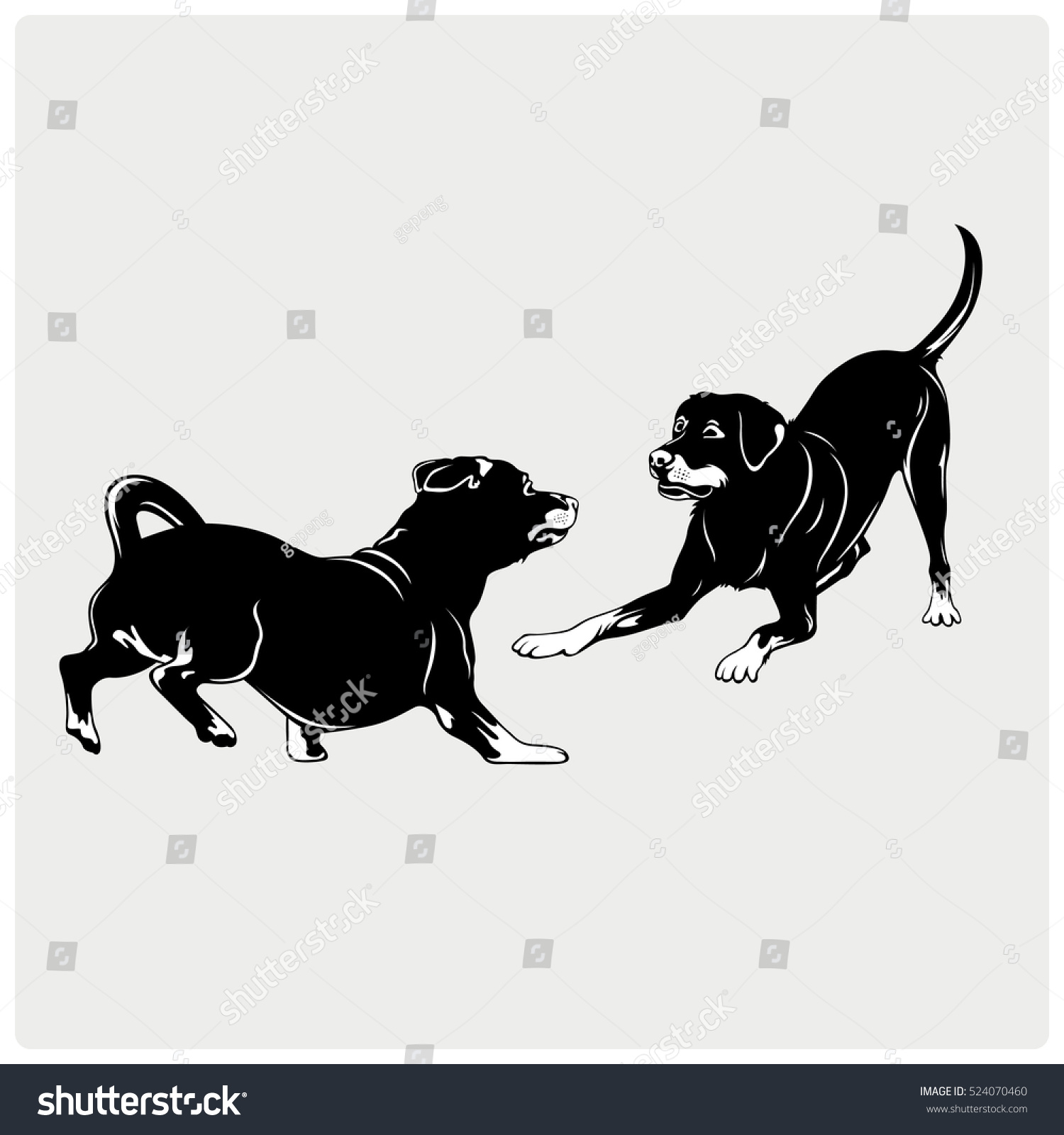 Illustration Vector Two Dogs Fighting Stock Vector (Royalty Free) 524070460
