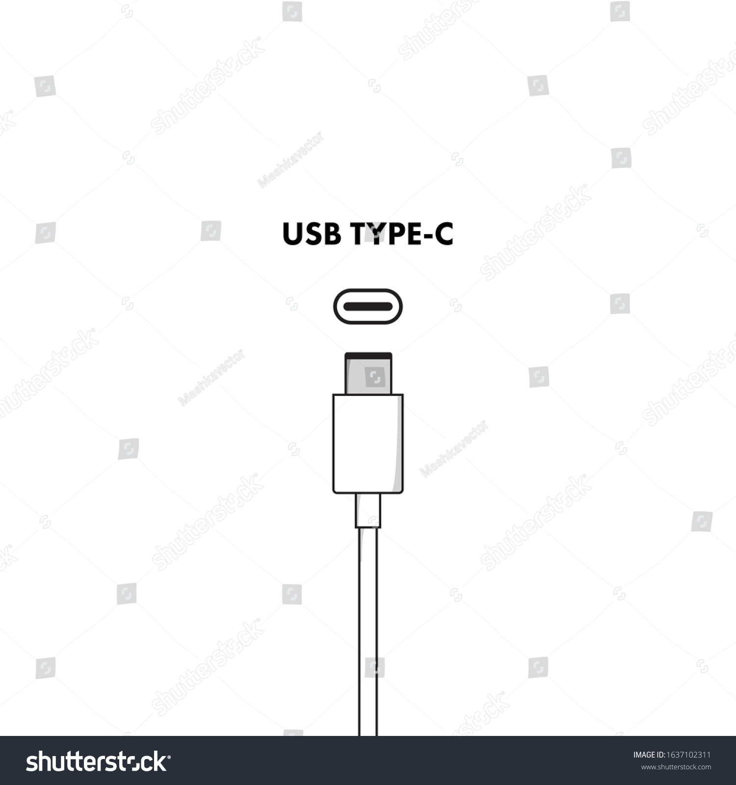 Illustration Vector Usb Type C Icon Stock Vector (Royalty Free) 1637102311