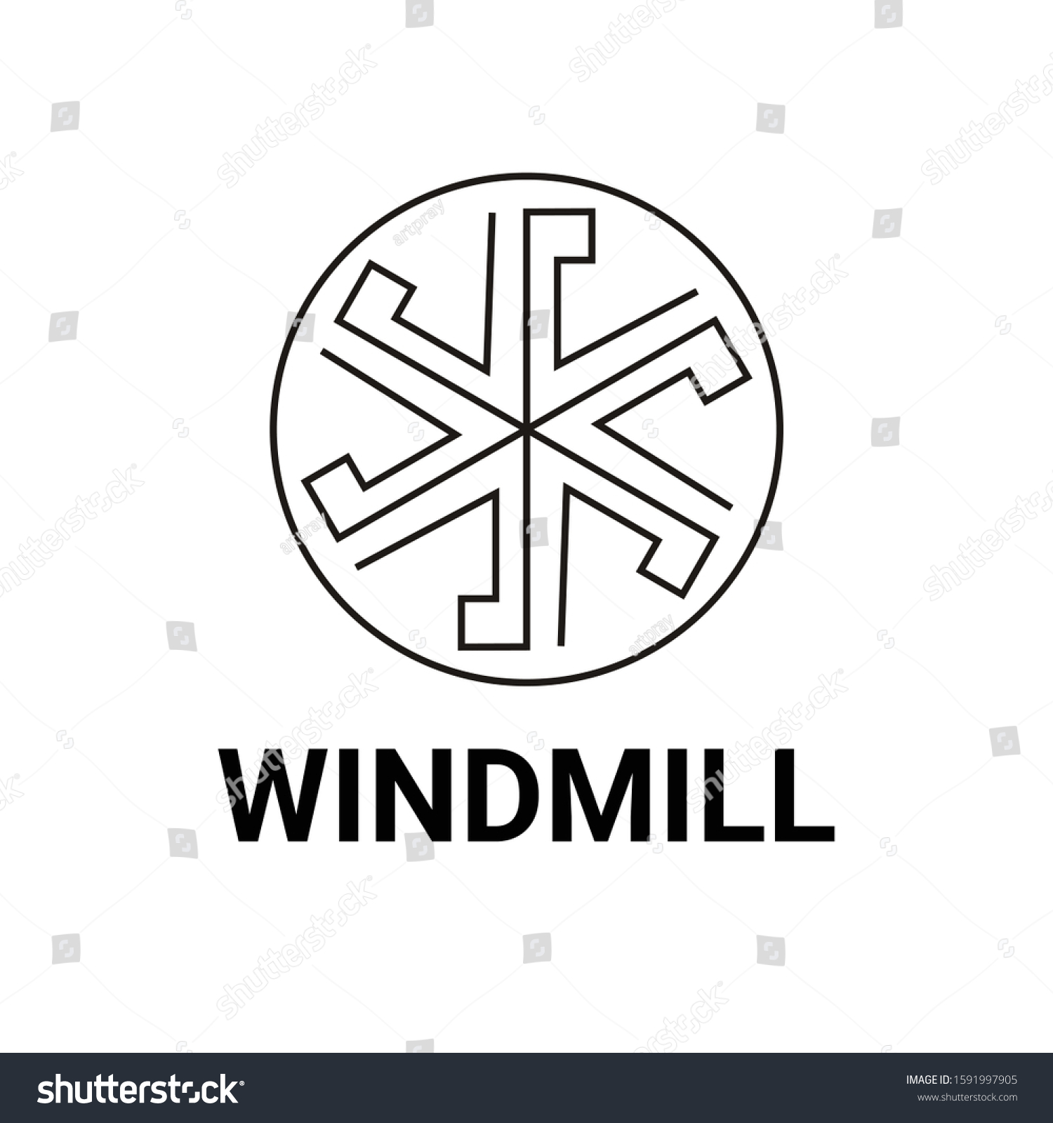 Illustration Windmill Symbol Logo Vector Design Stock Vector (Royalty ...