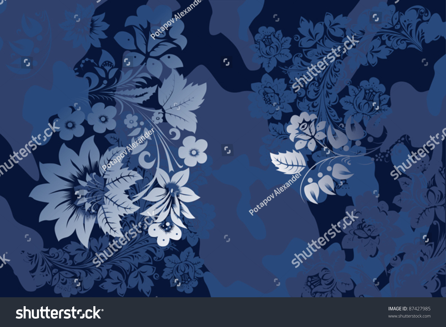Illustration Dark Blue Flower Background Stock Vector (Royalty Free ...