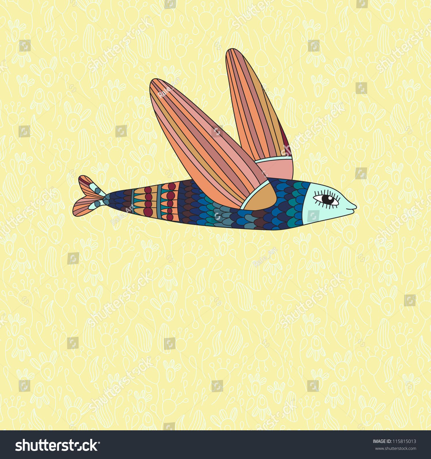 Illustration Flying Fish Vector Stock Vector (Royalty Free) 115815013