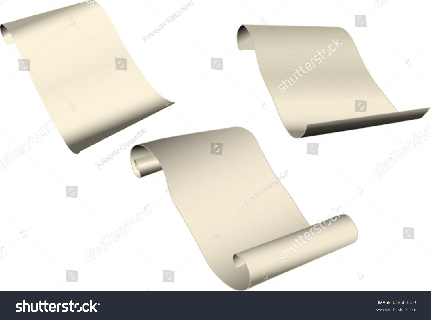Illustration Three Scroll Isolated On White Stock Vector (Royalty Free ...
