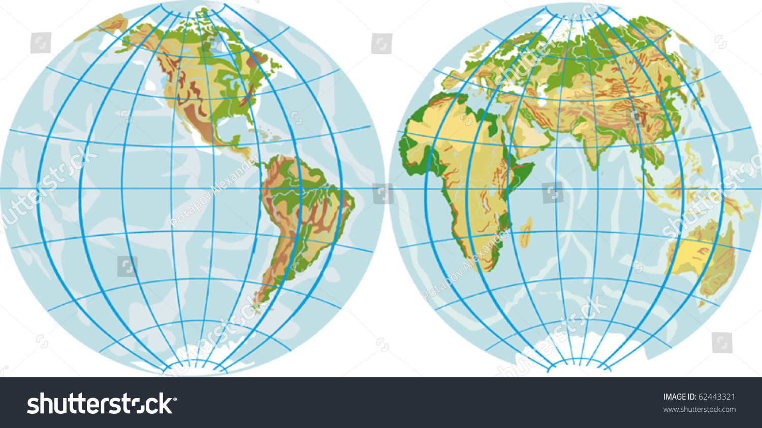 Illustration With Two Hemispheres - 62443321 : Shutterstock