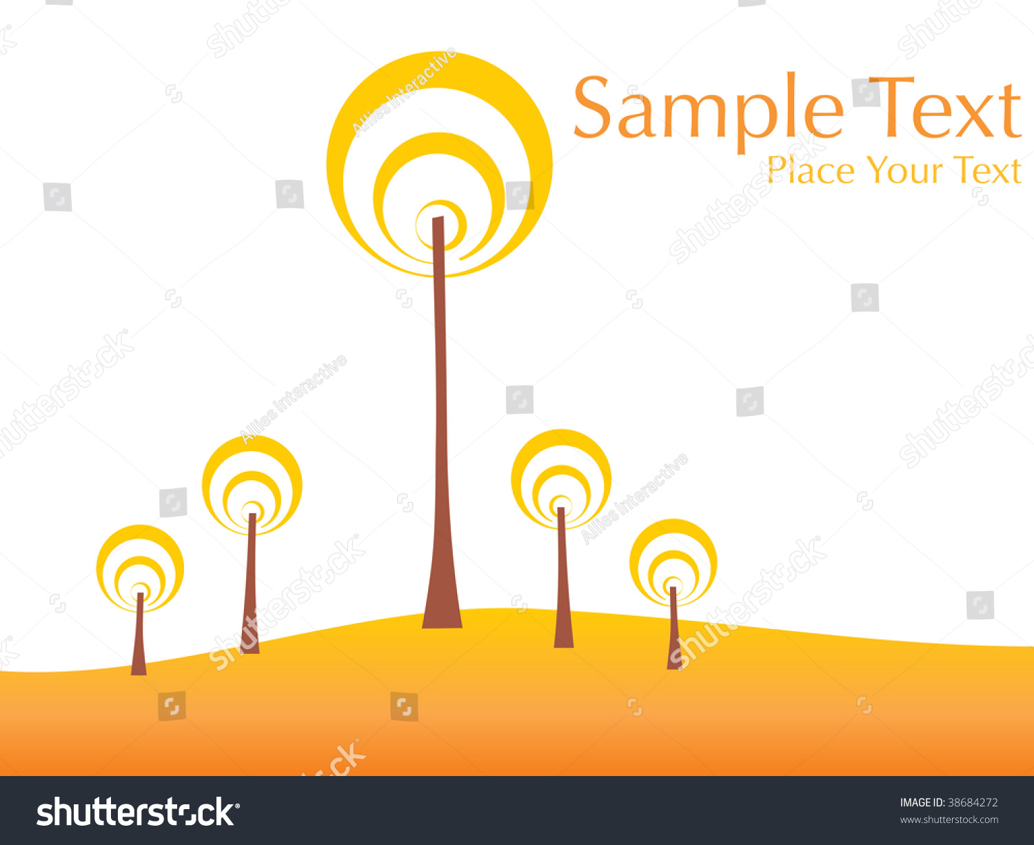 Illustration Yellow Background Tree Stock Vector (Royalty Free) 38684272