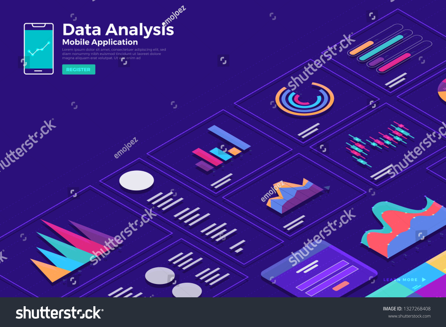 Illustrations Concept Isometric Data Analysis Report Stock Vector ...