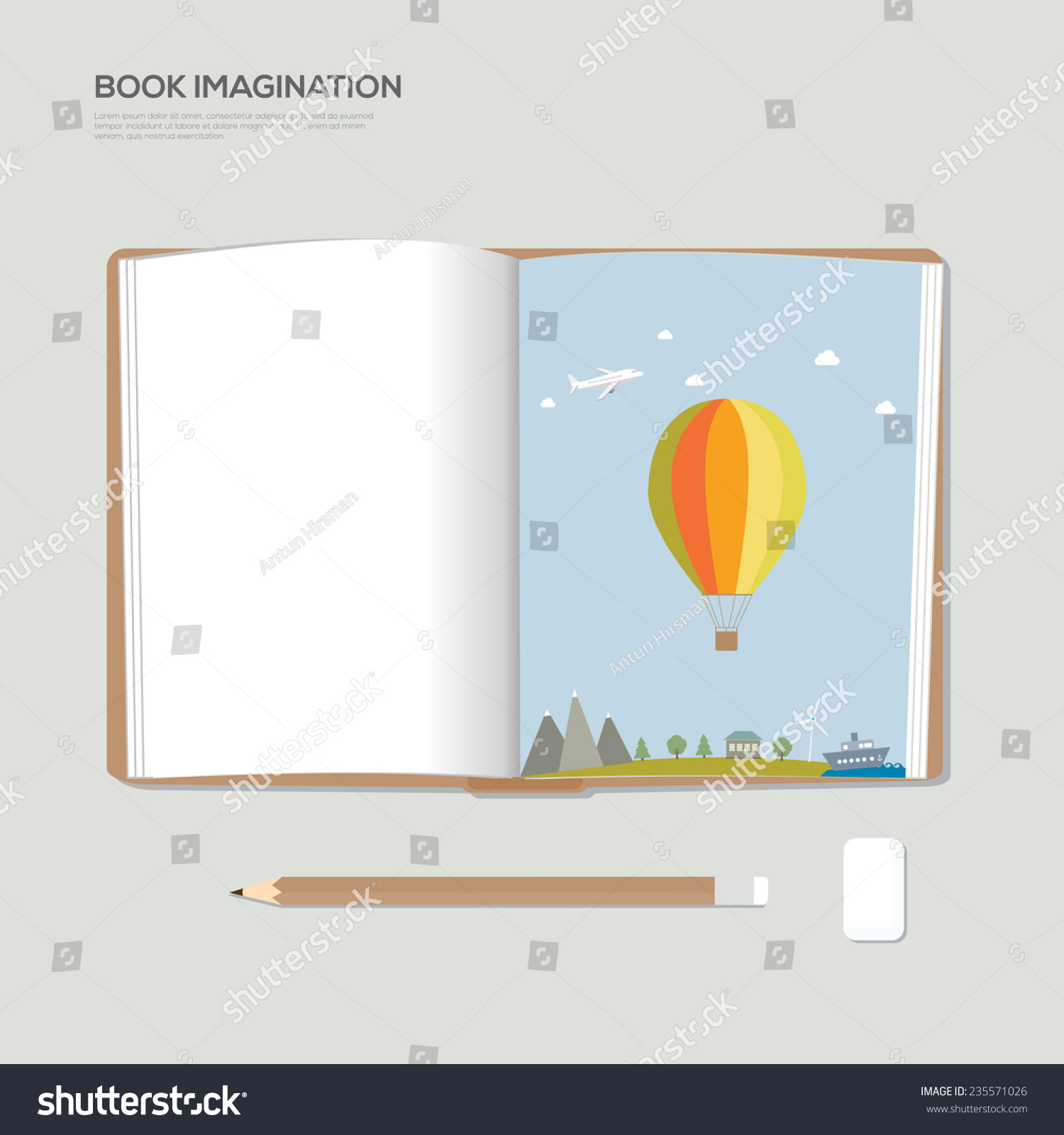 Imagination Concept Open Book Vector Illustration Stock Vector (Royalty ...