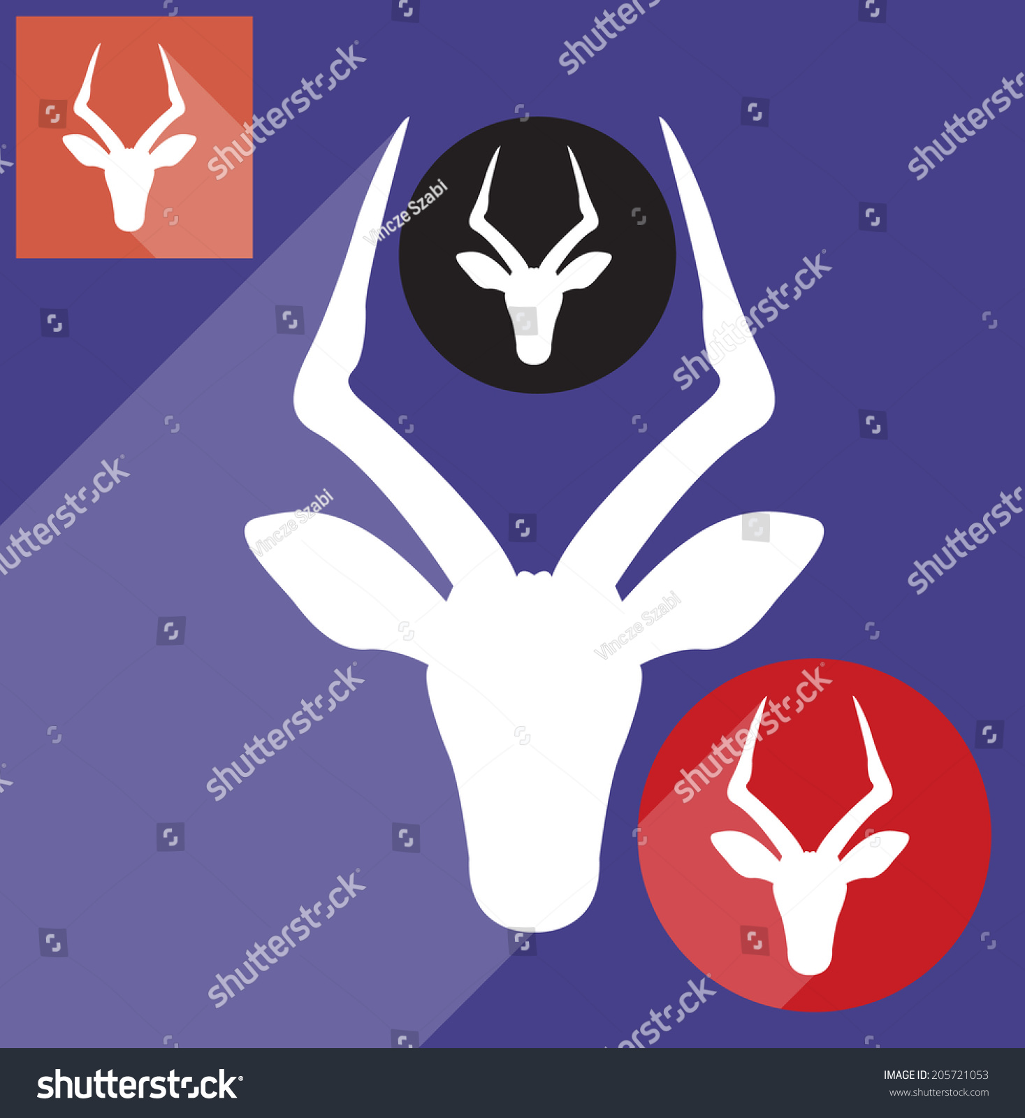Impala Head Stock Vector (Royalty Free) 205721053 | Shutterstock