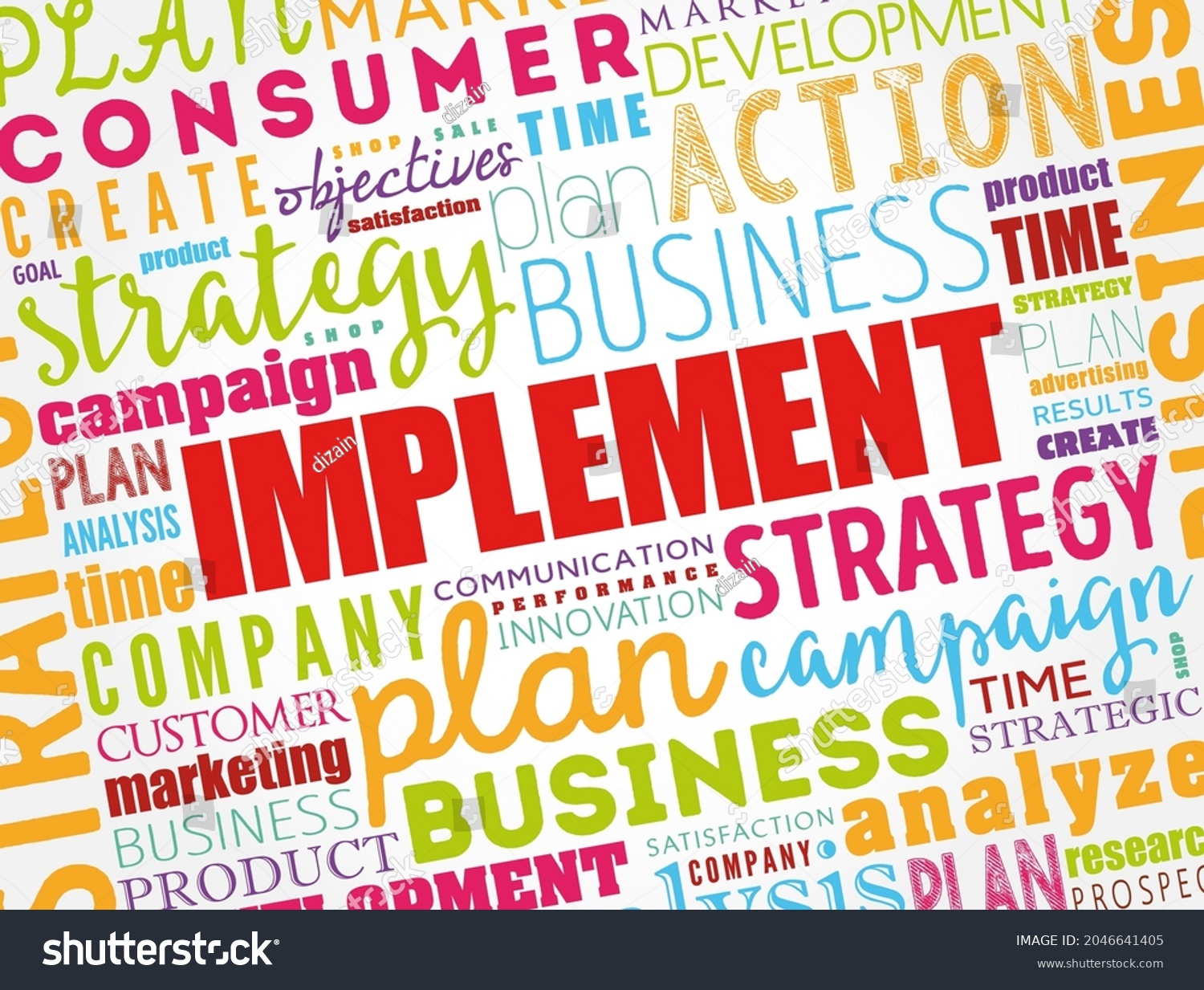 Implement Word Cloud Collage Business Concept Stock Vector (Royalty ...