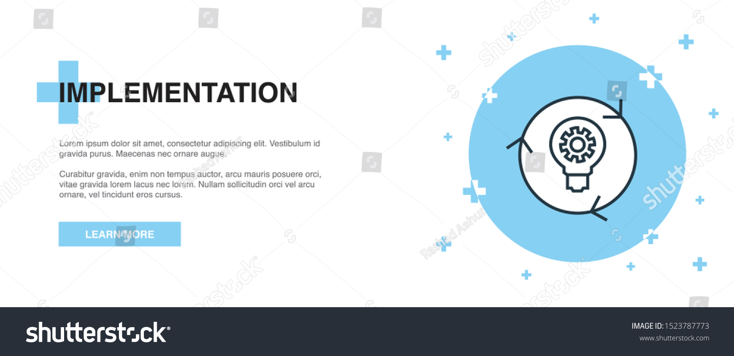 Implementation Icon Banner Outline Template Concept Stock Vector ...