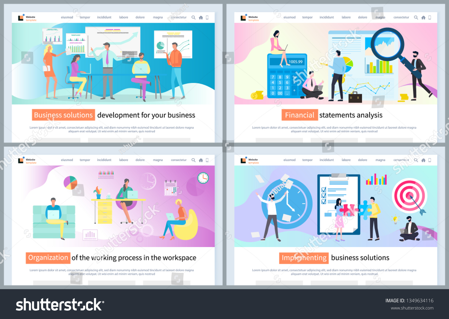 Implementing Business Solution Vector Workplace Organization Stock ...