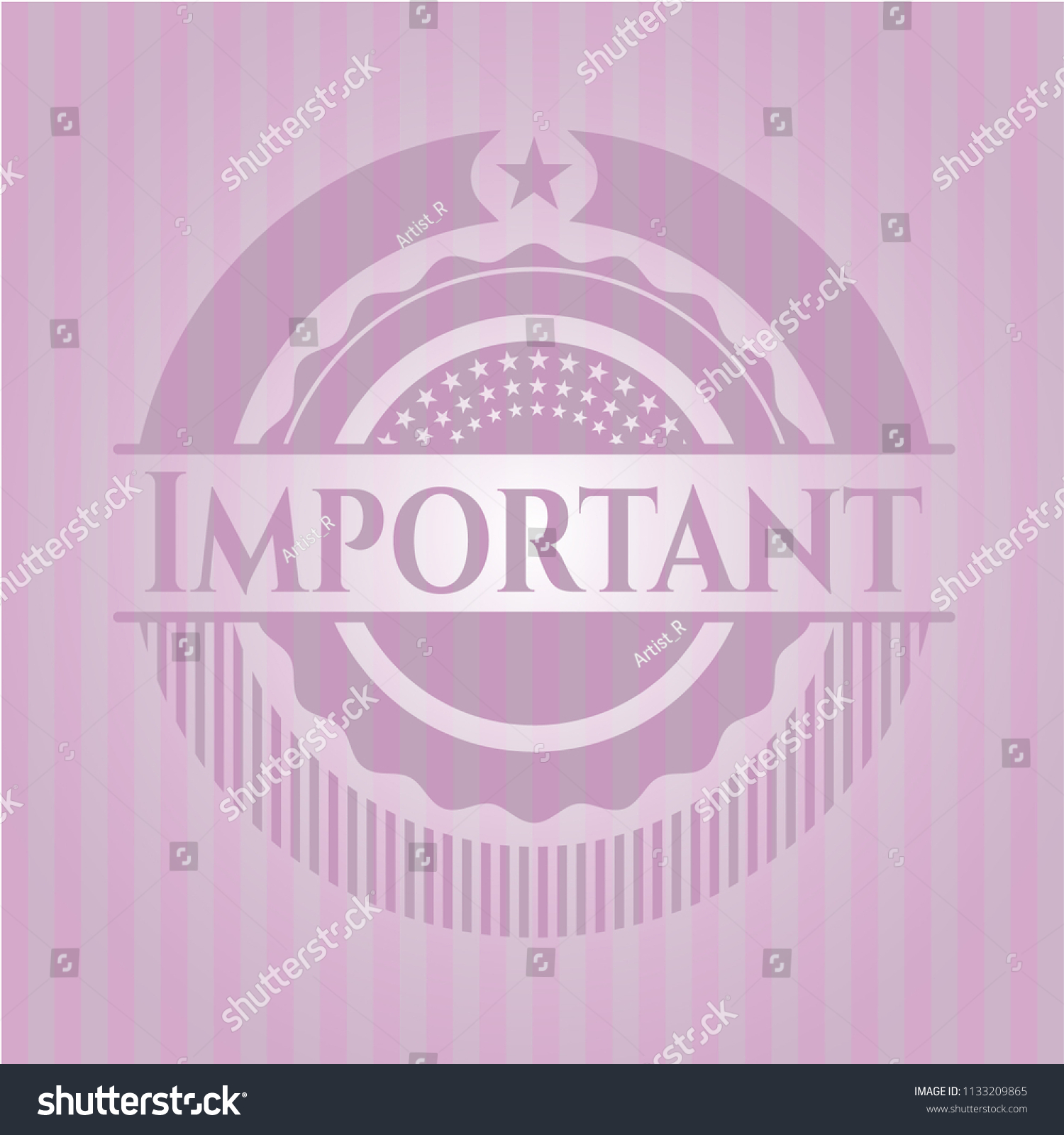 Important Badge Pink Background Stock Vector (Royalty Free) 1133209865