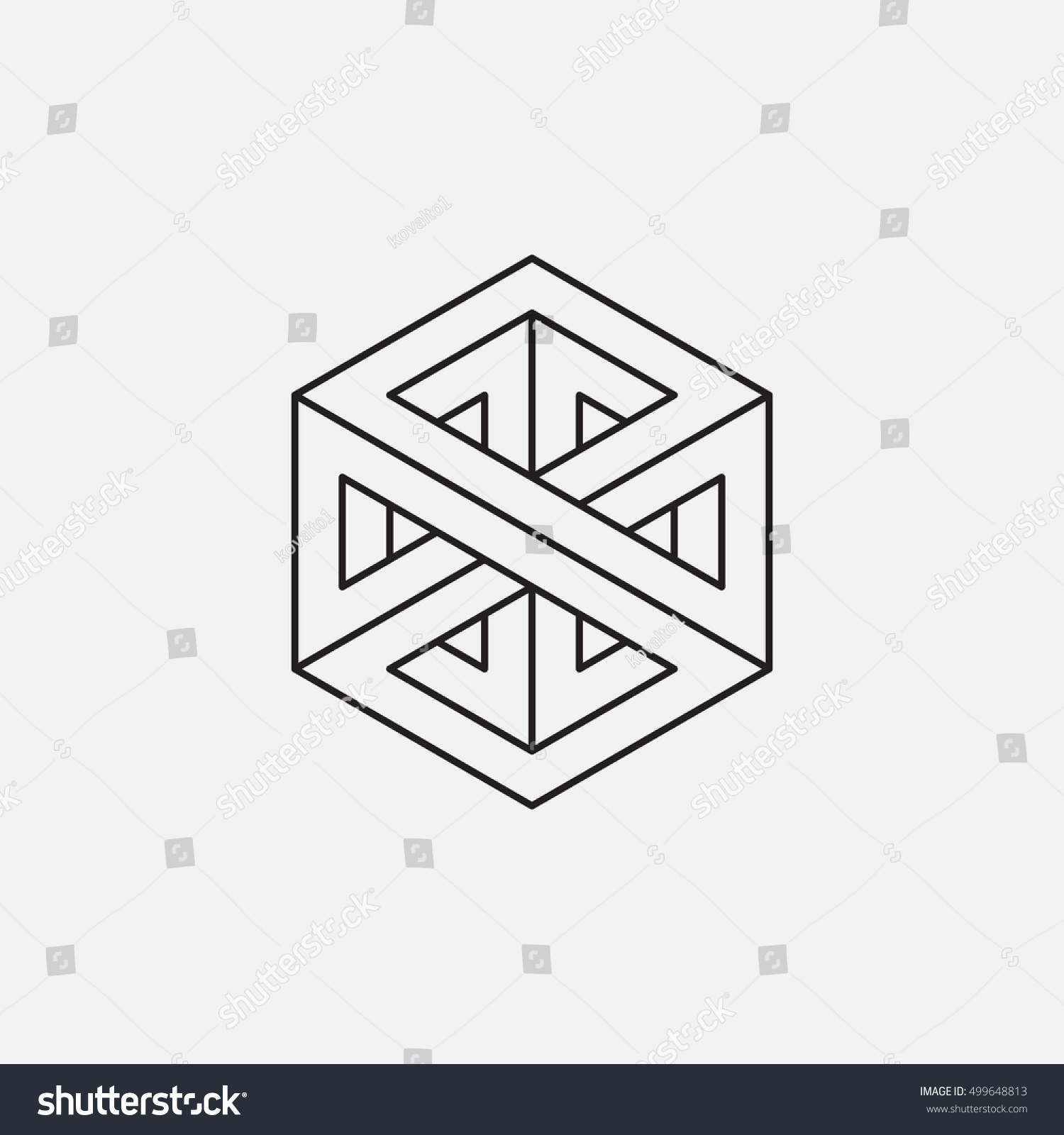 Impossible Cube Line Design Vector Illustration Stock Vector (Royalty ...