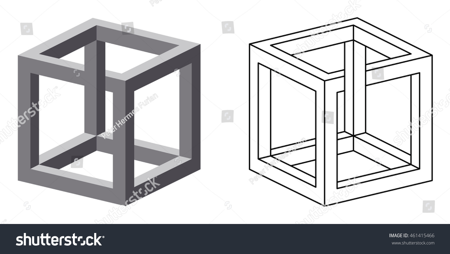 Impossible Cube Optical Illusion Known Irrational Stock Vector Royalty