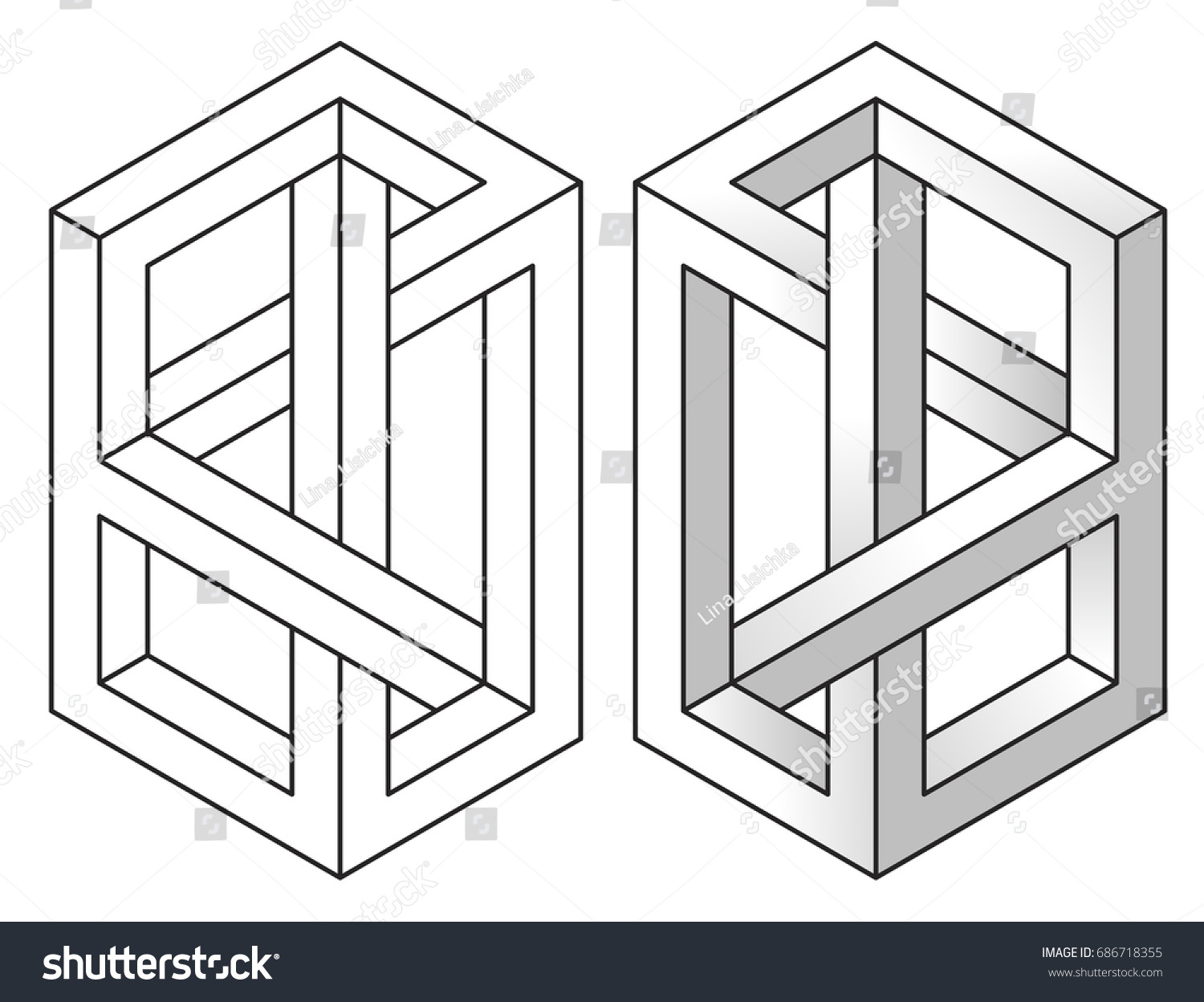 Impossible Figures Line Realistic Vector Stock Vector (Royalty Free ...