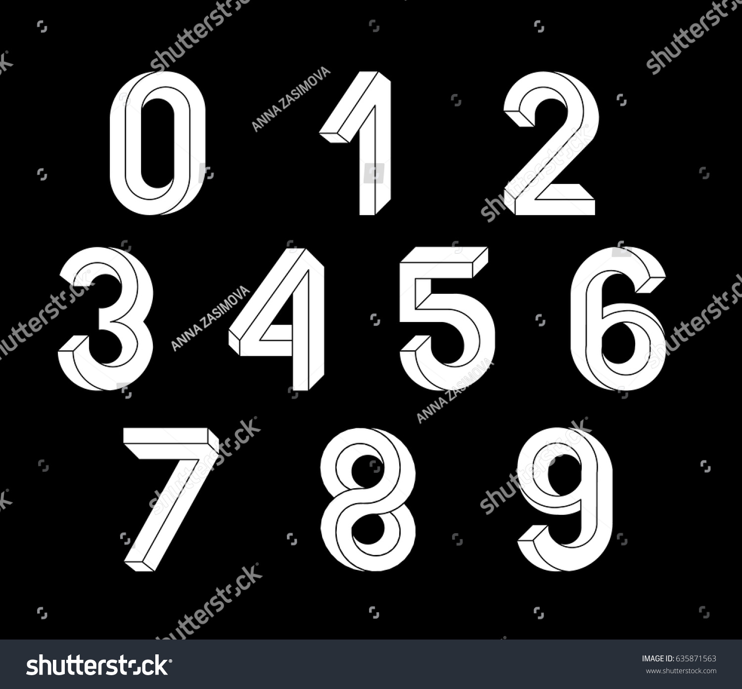 Impossible Geometry Numbers Impossible Shape Font Stock Vector (Royalty ...