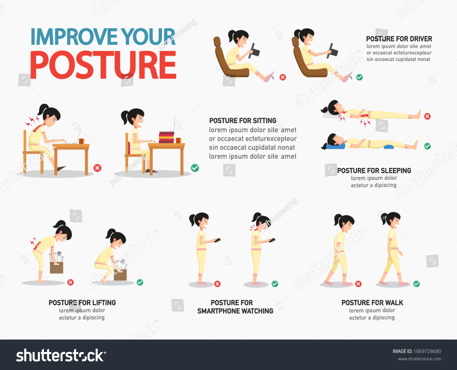 Improve Your Posture Infographicvector Illustration Stock Vector ...