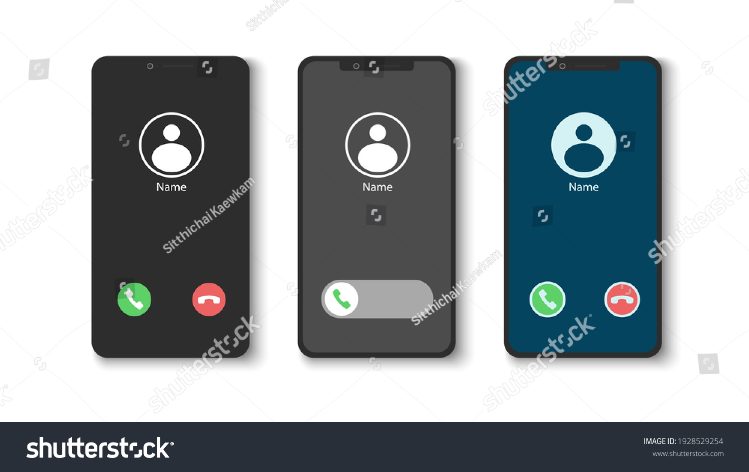 Incoming Phone Call Screen Interface Set Stock Vector (Royalty Free ...