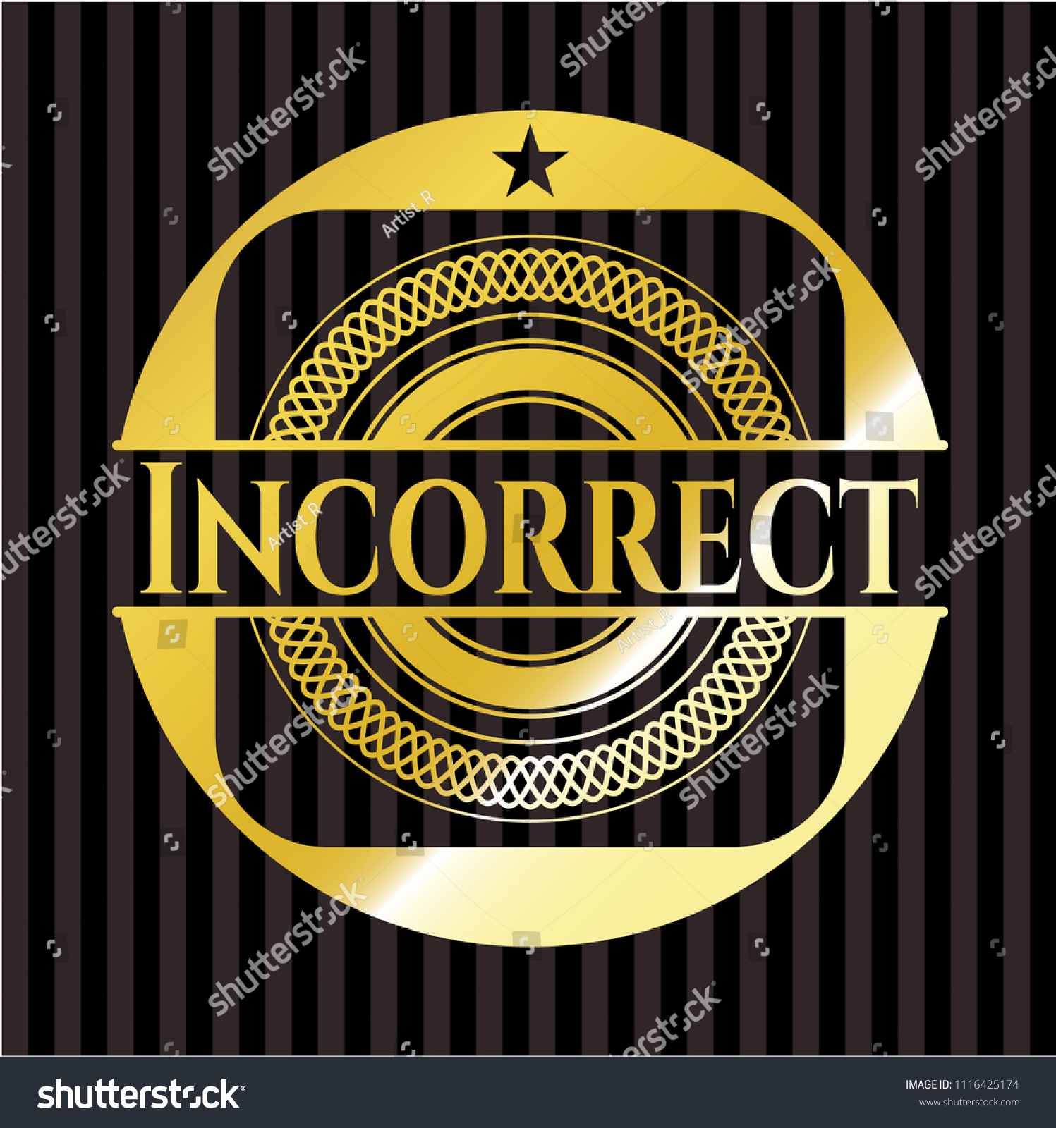 Incorrect Gold Emblem Stock Vector (Royalty Free) 1116425174 | Shutterstock