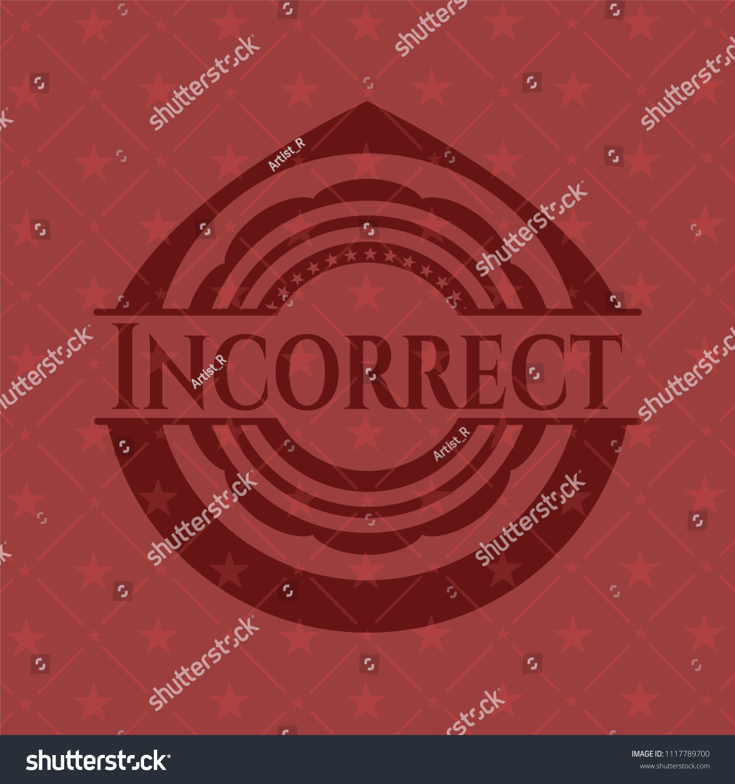 Incorrect Realistic Red Emblem Stock Vector (Royalty Free) 1117789700