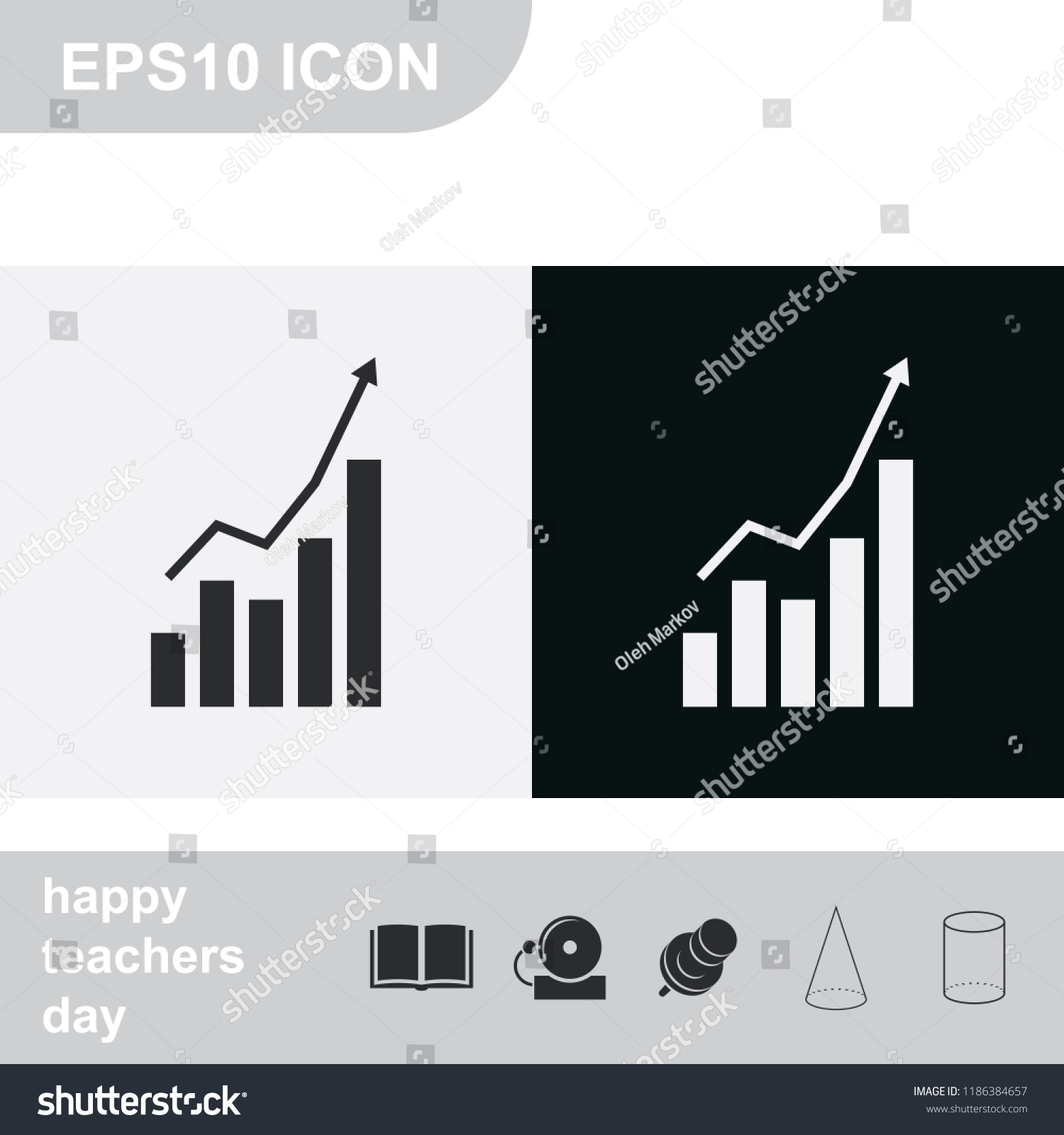 Increasing Graph Flat Black White Vector: vector de stock (libre de ...