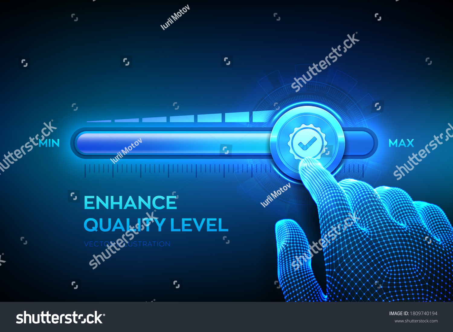 Increasing Quality Level Wireframe Hand Pulling Stock Vector (Royalty ...