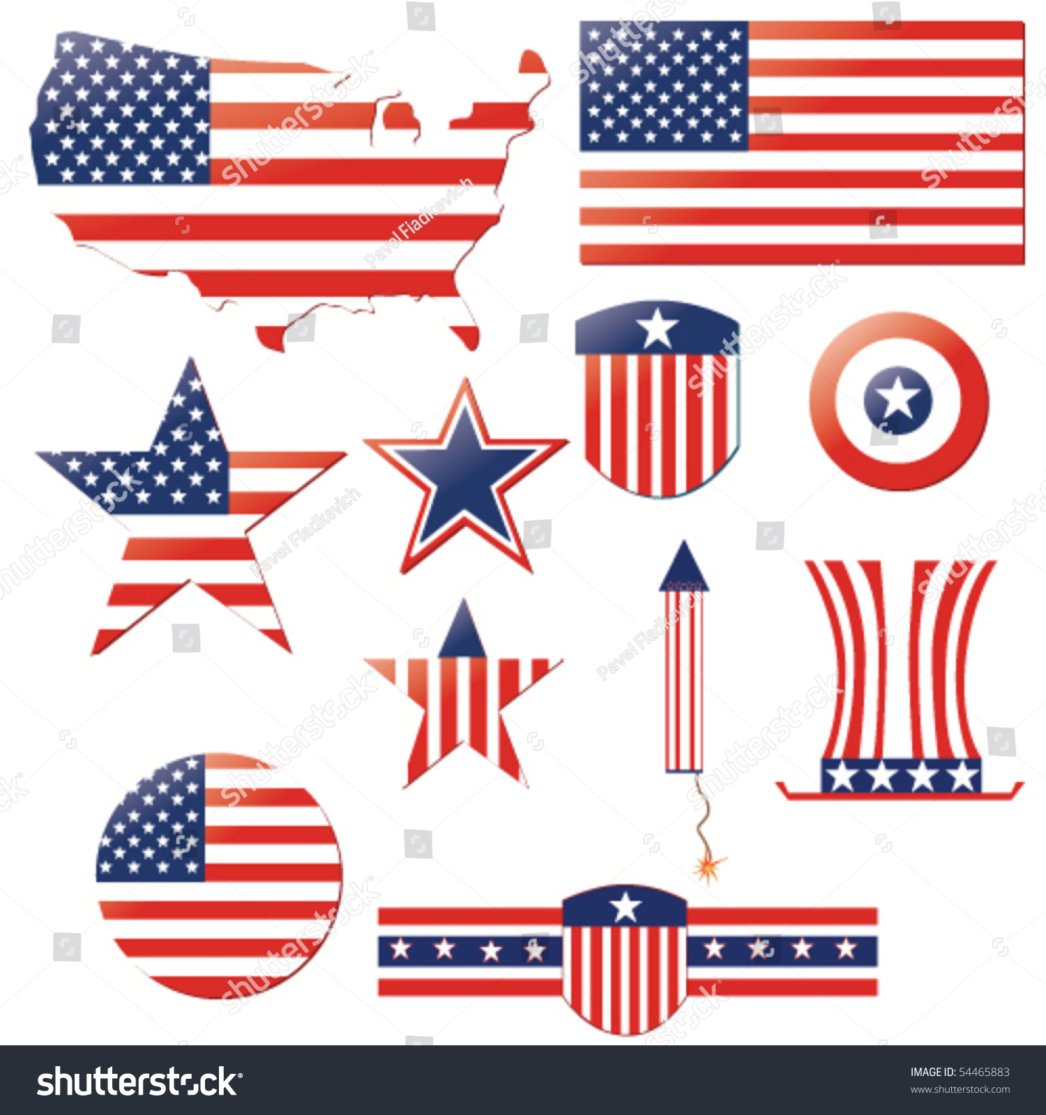 Independence Day Fourth July Elements Stock Vector (Royalty Free) 54465883