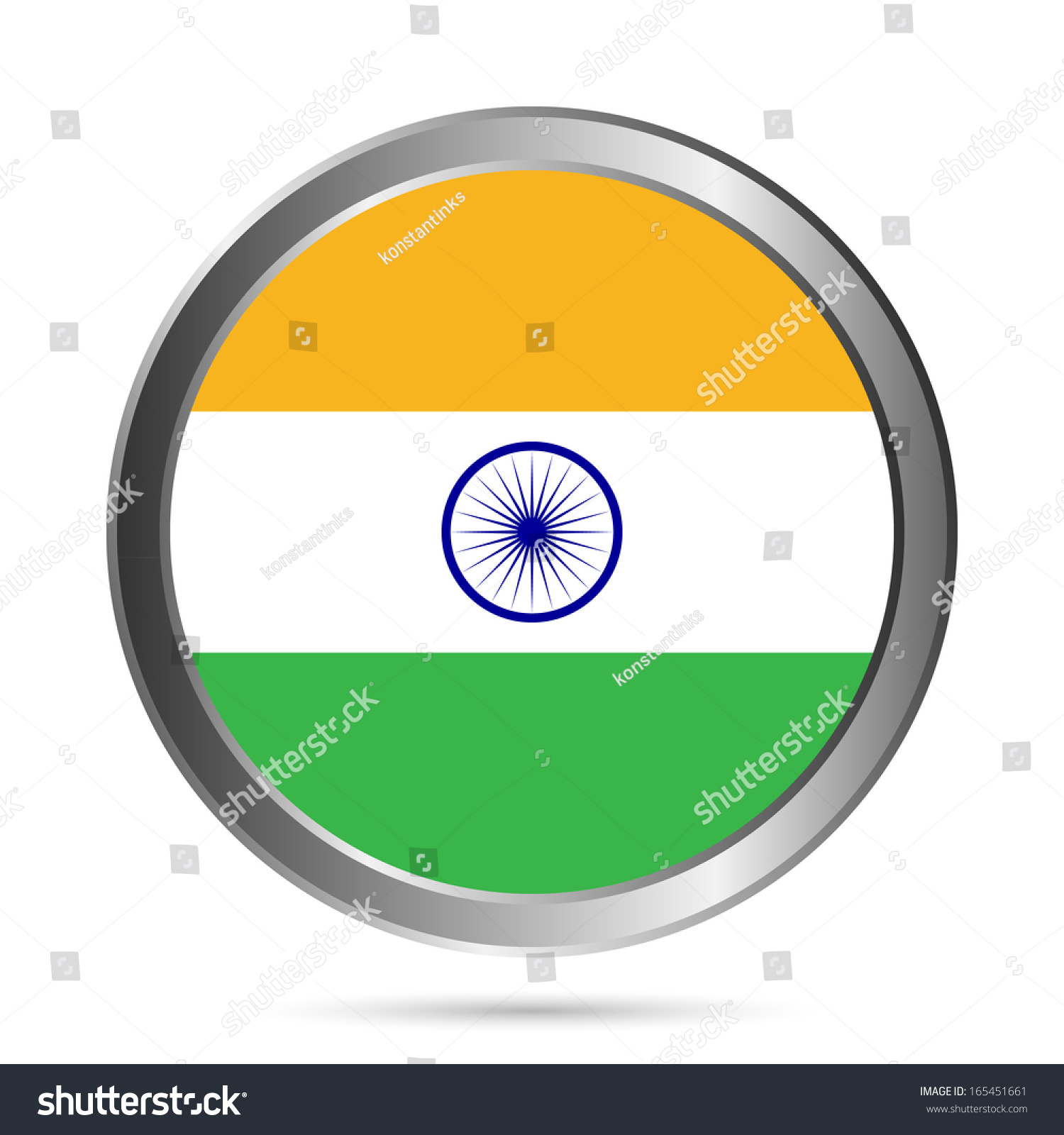 India Flag Button On White Background Stock Vector (Royalty Free ...