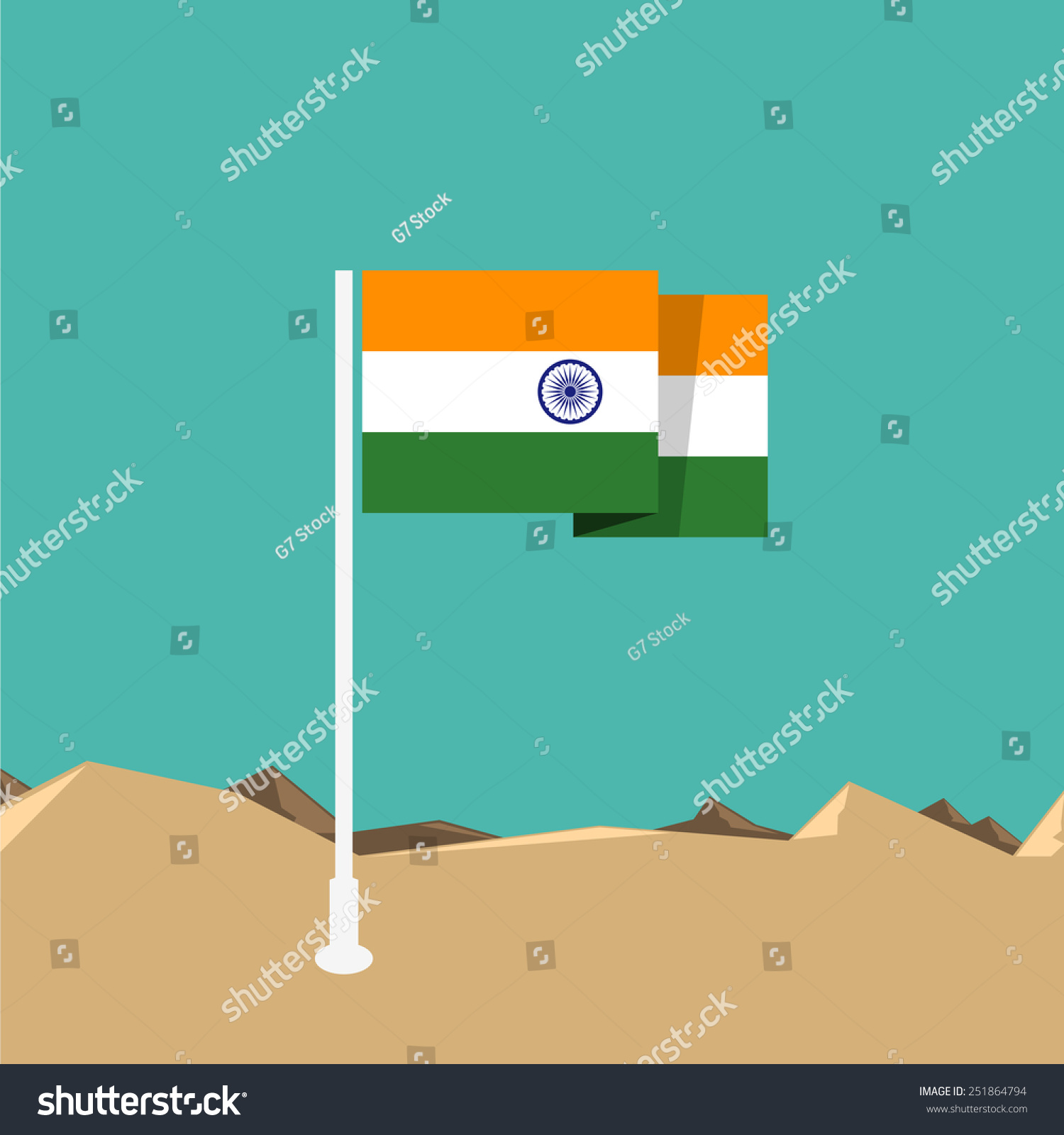 India Flag Flat Design Stock Vector (Royalty Free) 251864794