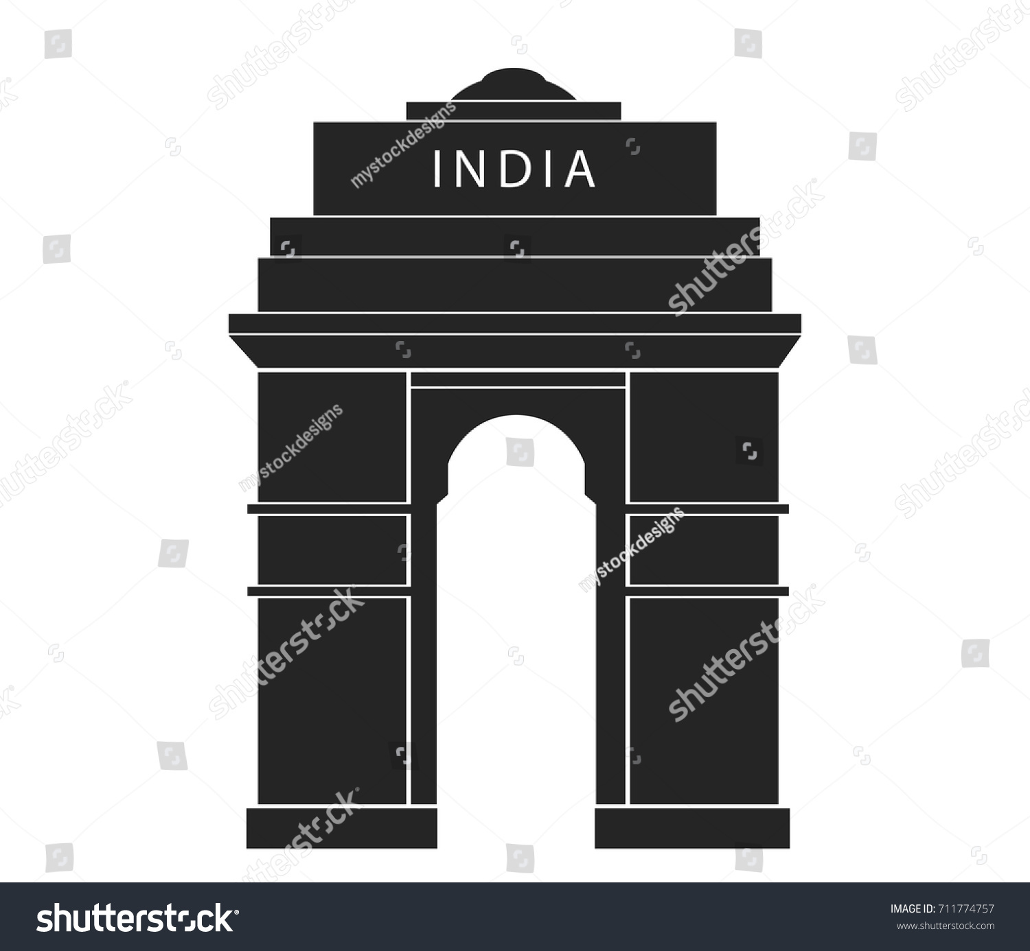 India Gate Silhouette Stock Vector (Royalty Free) 711774757 | Shutterstock
