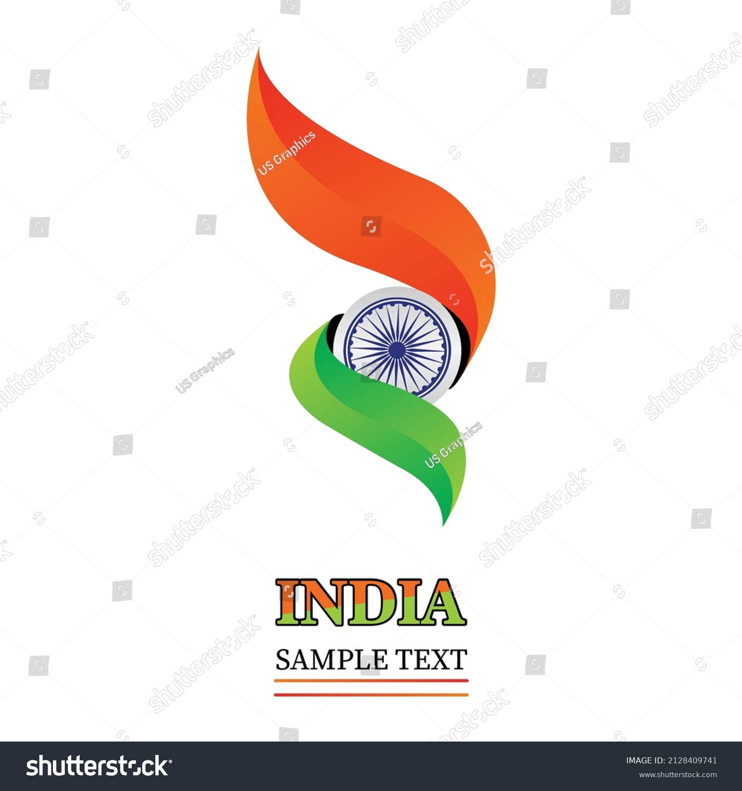 India Logo Design White Background Stock Vector (Royalty Free) 2128409741