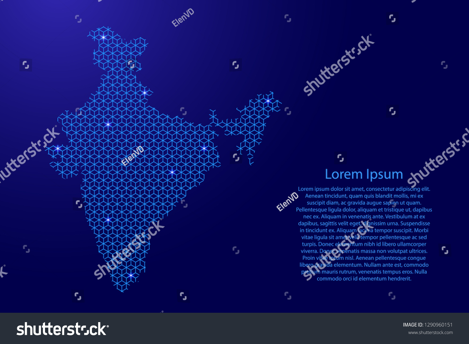 India Map Abstract Schematic Blue Lines Stok Vektör (Telifsiz ...
