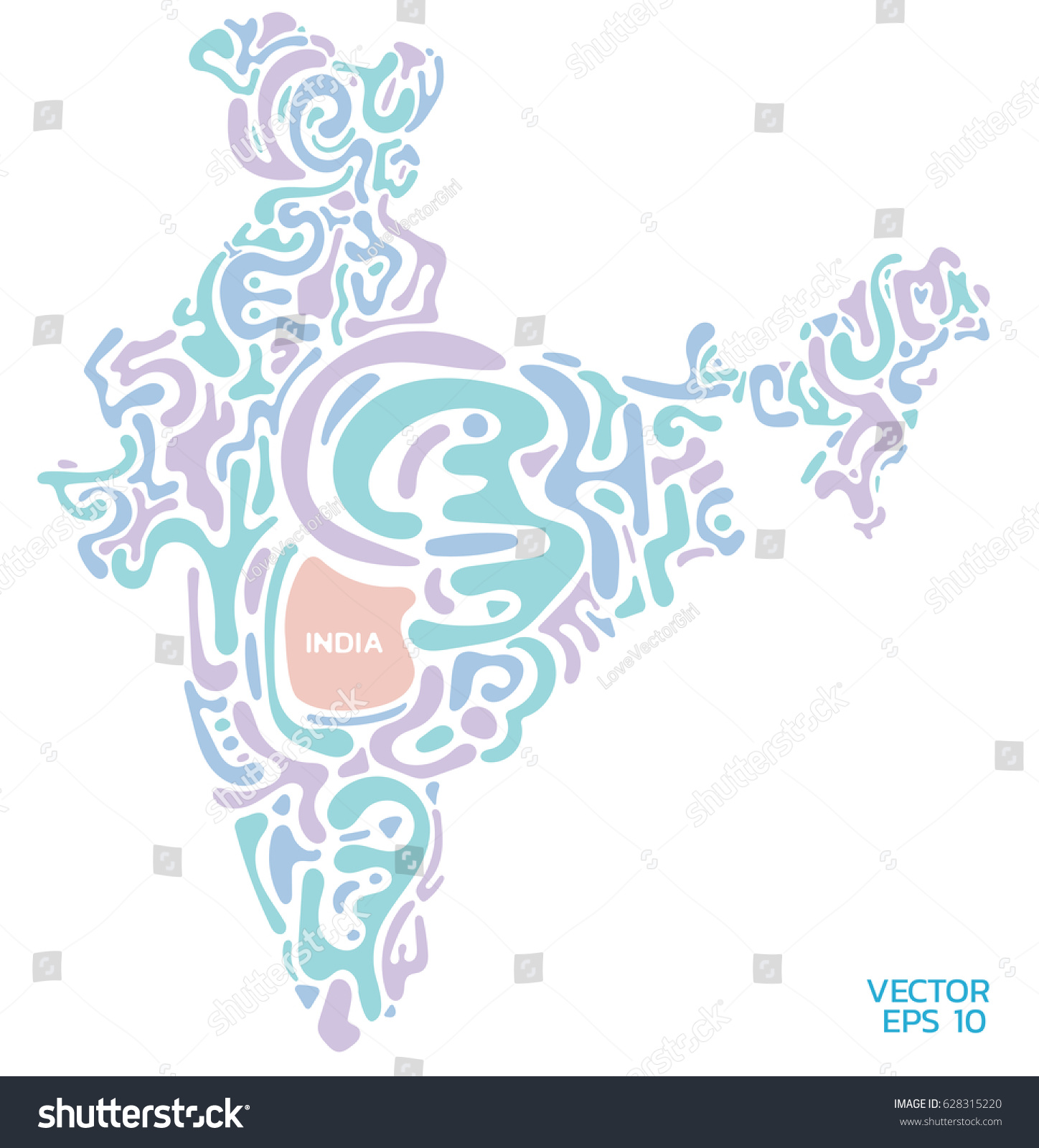 India Map Abstract Shape Color Concept: vector de stock (libre de ...