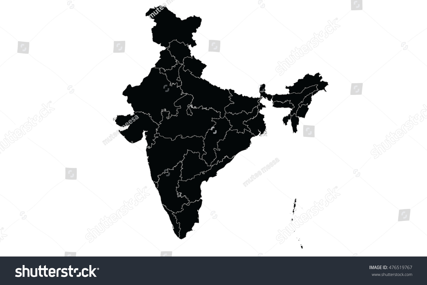 India Map Black Color: Stock-Vektorgrafik (Lizenzfrei) 476519767 ...