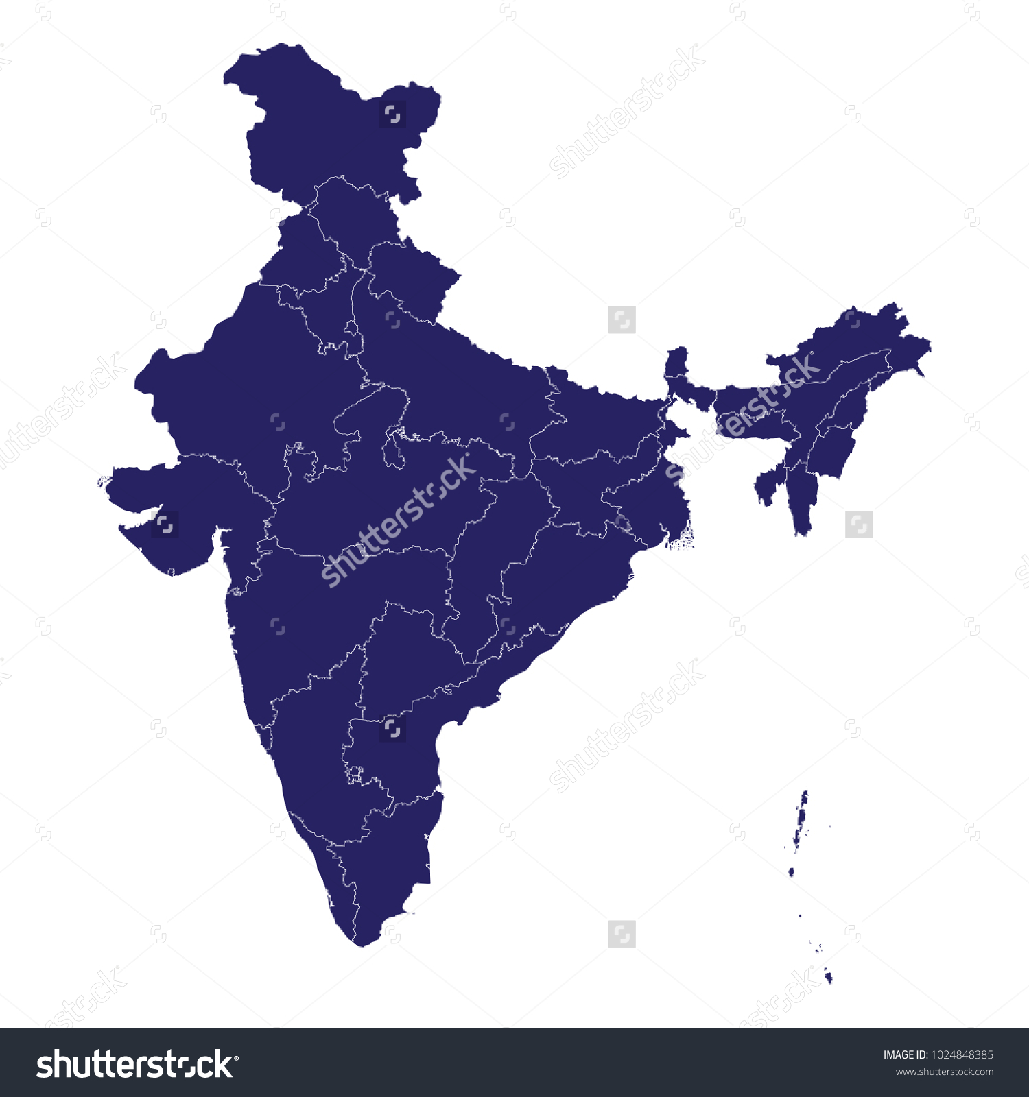 Vektor Stok India Map Blue Geometric Rumpled Triangular (Tanpa Royalti ...