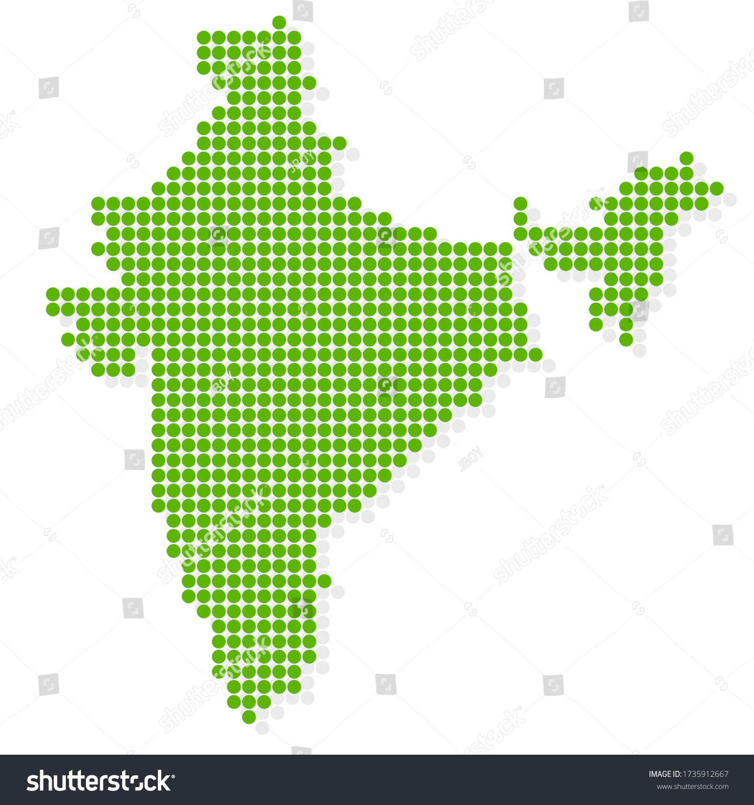 India Map Green Dot Icon Stock Vector (Royalty Free) 1735912667 ...