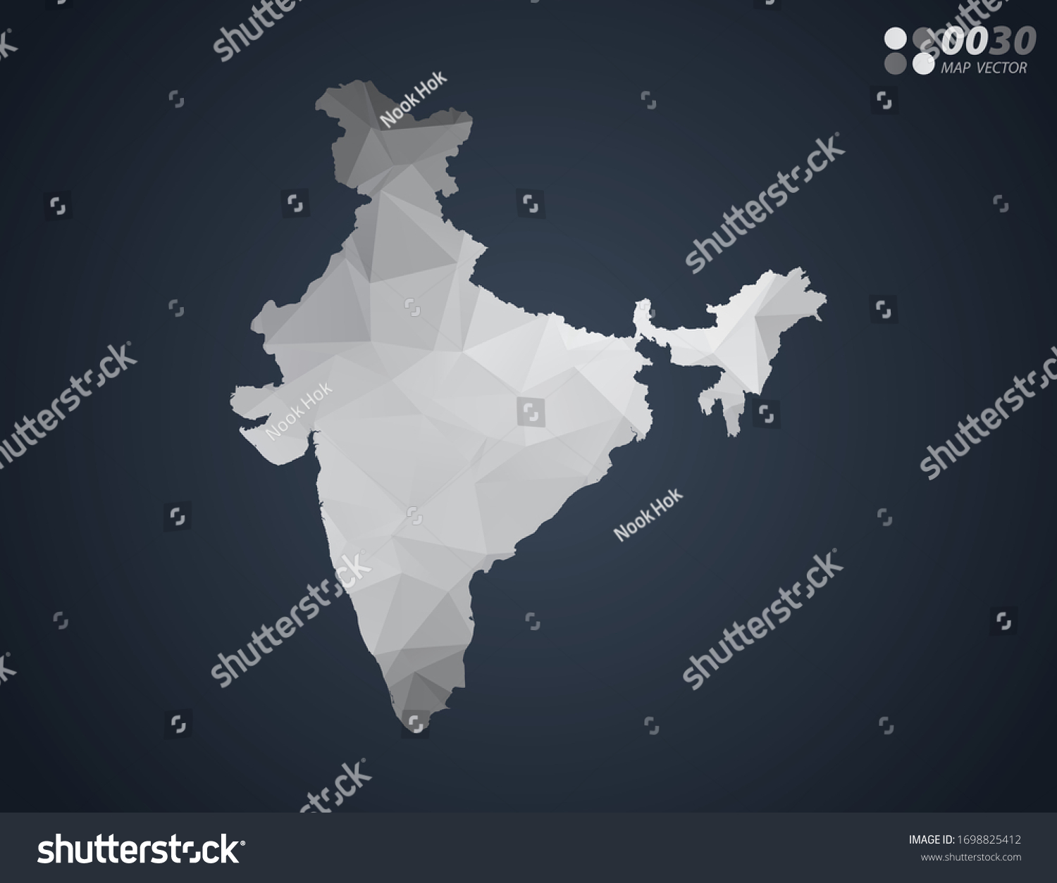 India Map Grey Polygon Red Triangle Stock Vector (Royalty Free) 1698825412