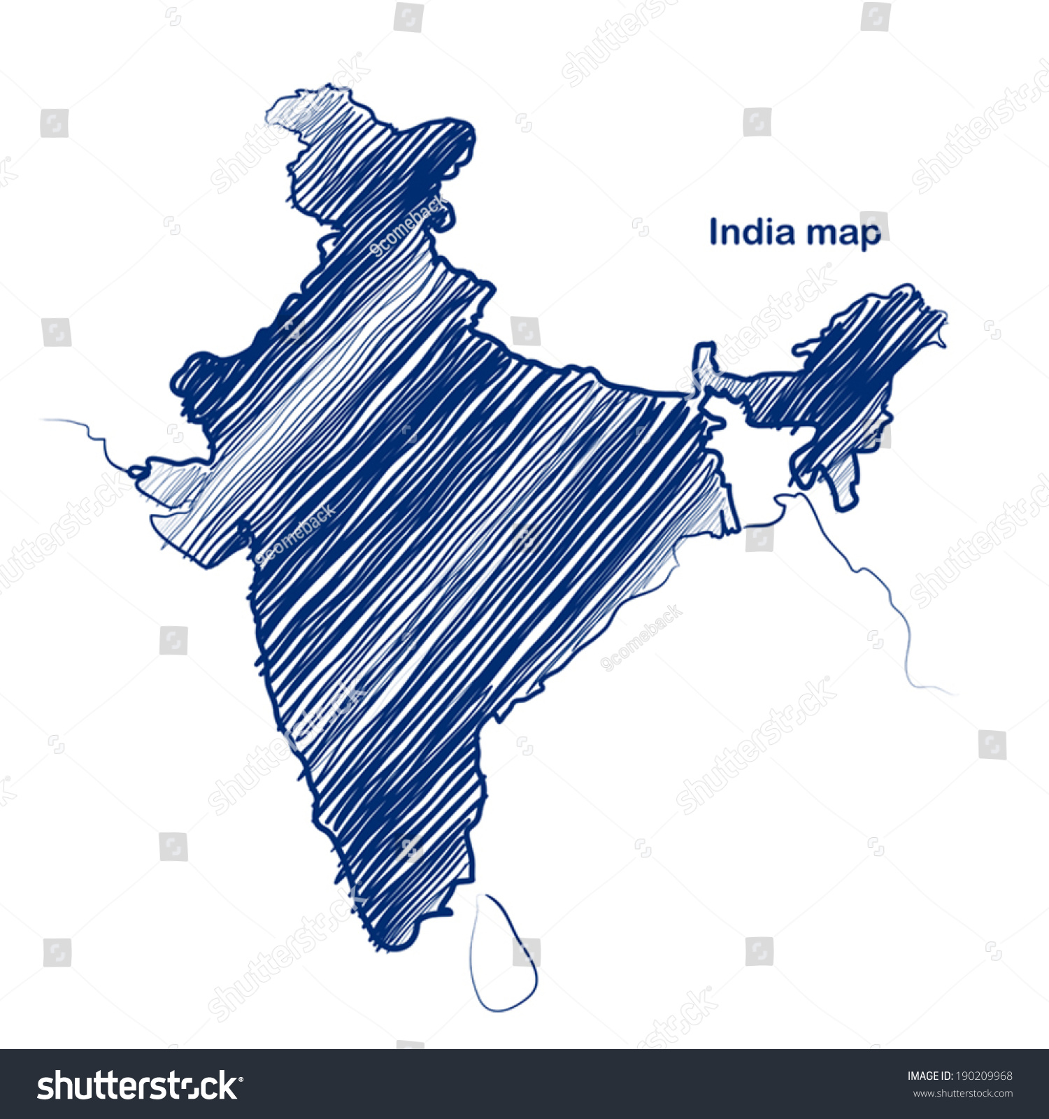 India Map Hand Drawn Background Vectorillustration 库存矢量图（免版税）190209968 ...