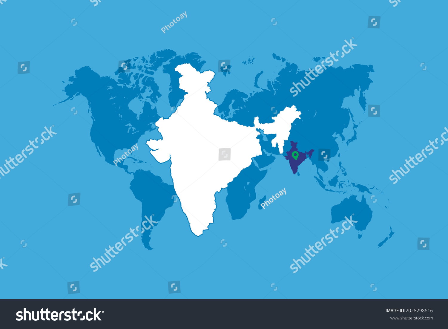 Mapa de India en el Mapa: vector de stock (libre de regalías) 2028298616