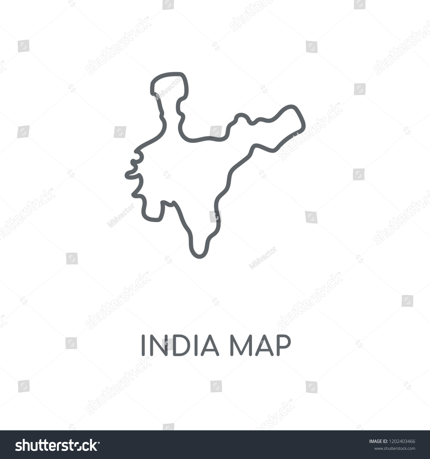 「India Map Linear Icon India Map」のベクター画像素材（ロイヤリティフリー） 1202403466 ...