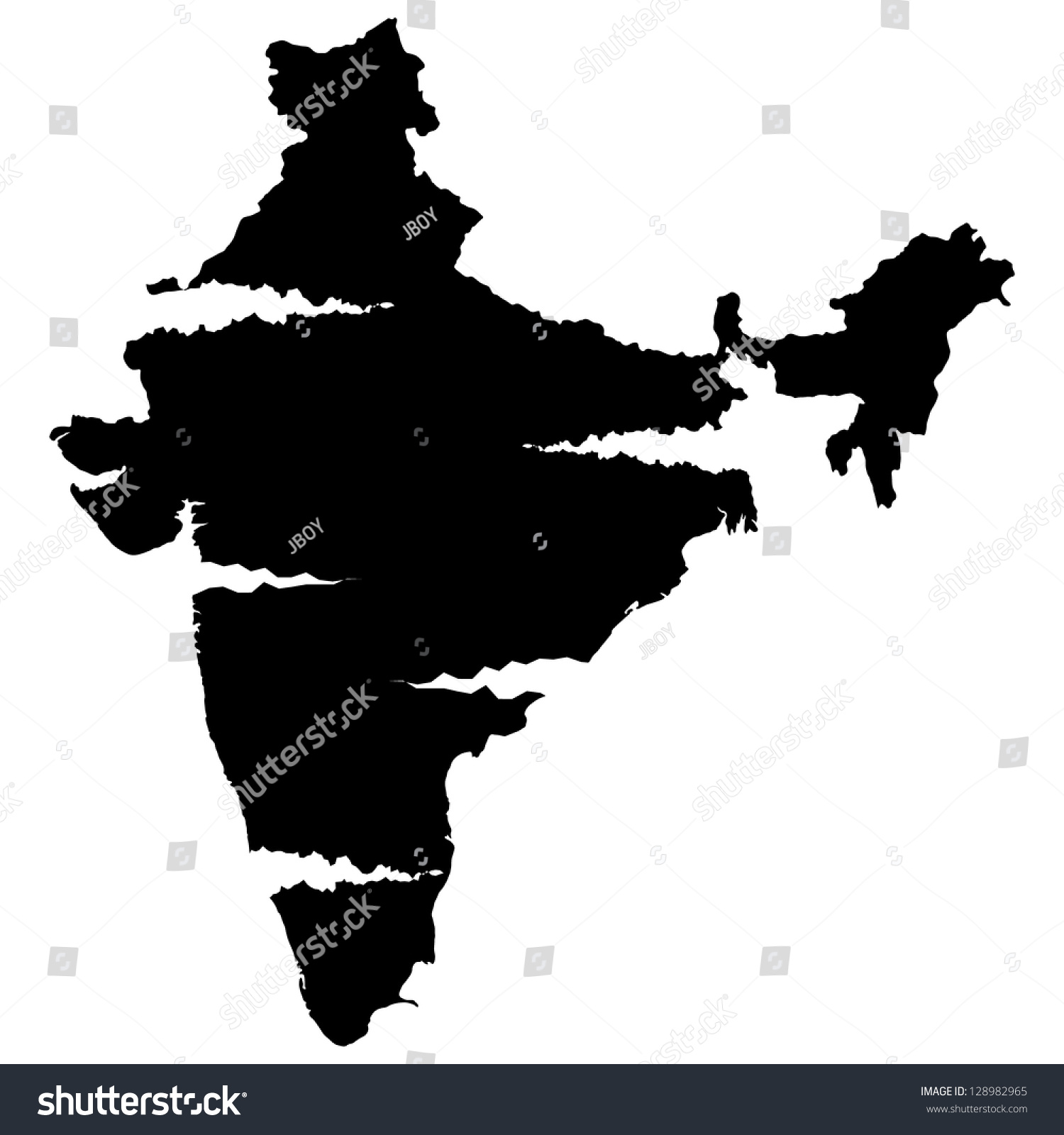 Vektor Stok India Map Silhouette Background (Tanpa Royalti) 128982965 ...
