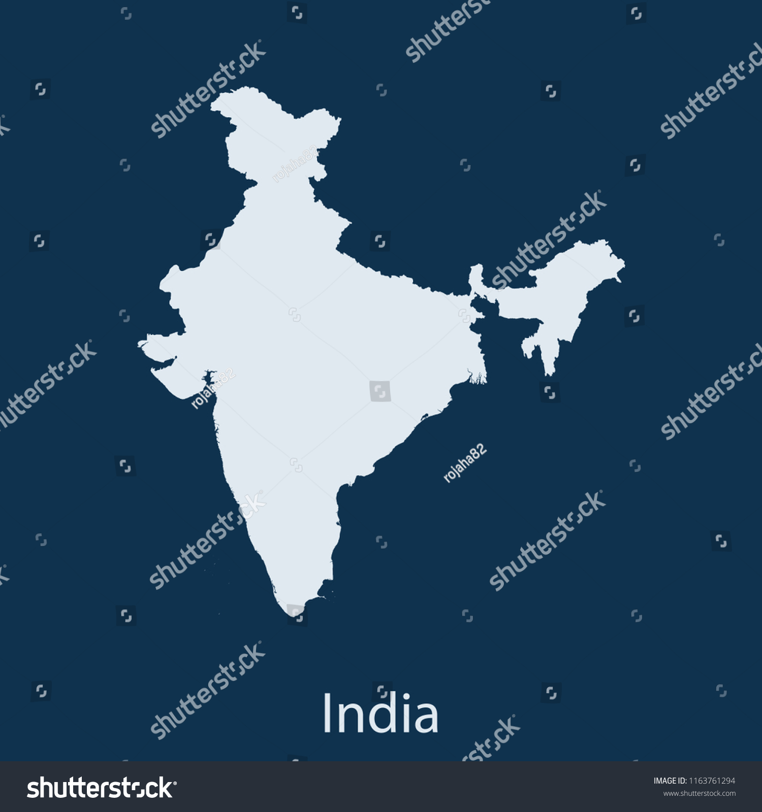 Vektor Stok India Map Vector (Tanpa Royalti) 1163761294 | Shutterstock