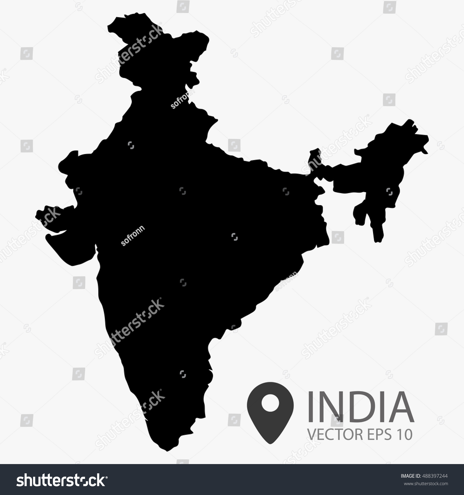 Vektor Stok India Map Vector India Vector Isolated (Tanpa Royalti ...
