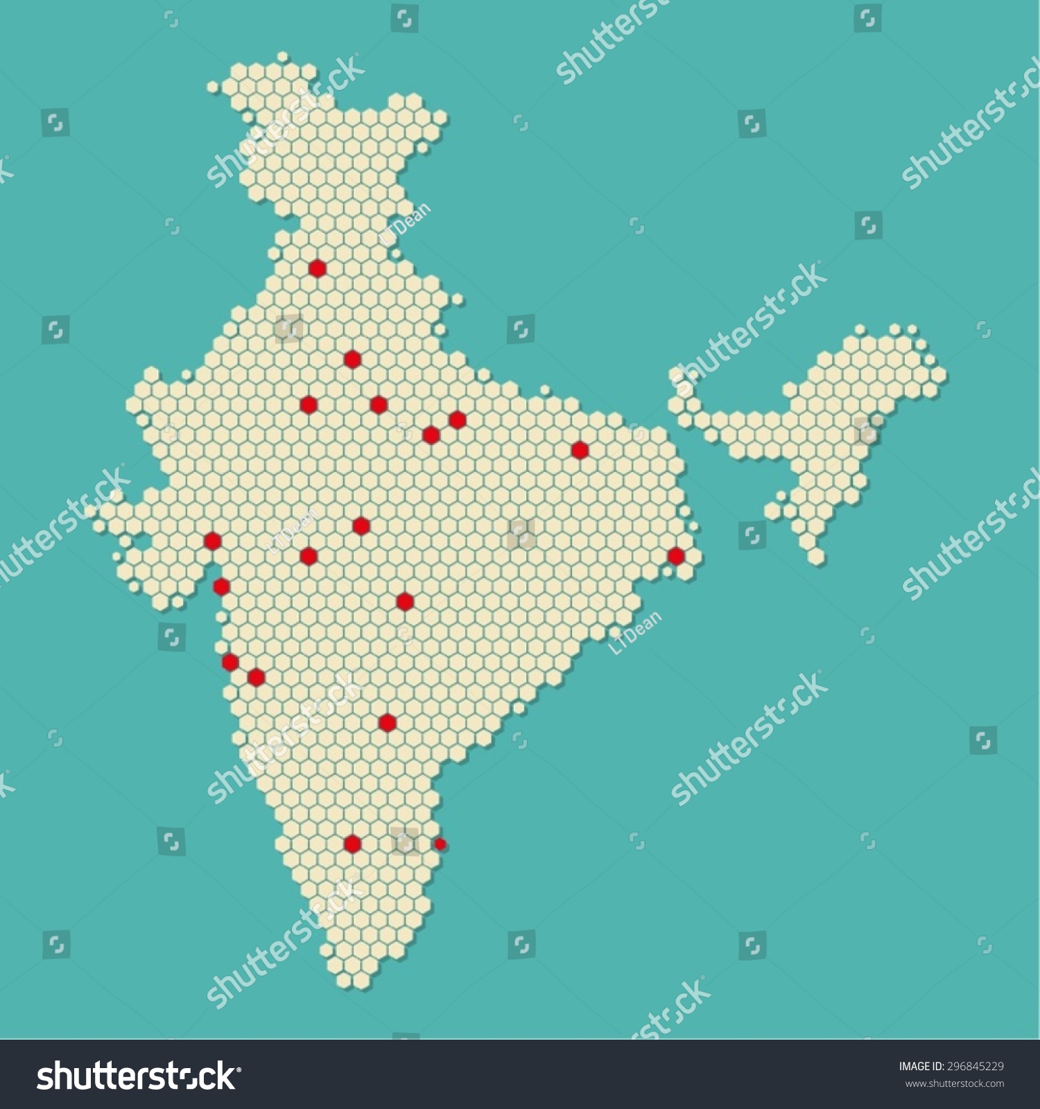 India Modern Pixel Map Stock Vector (Royalty Free) 296845229